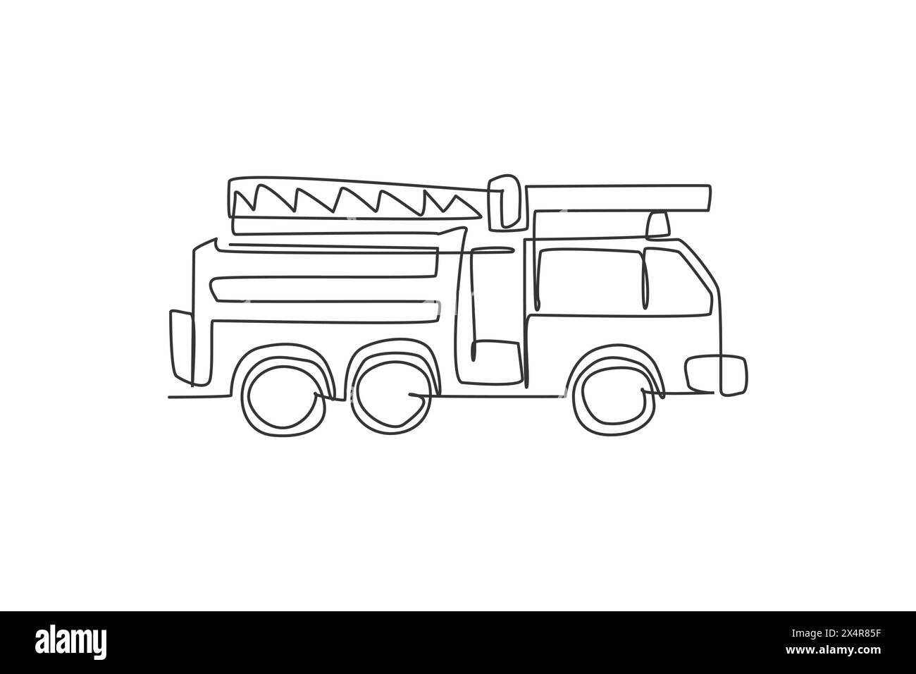 Continuous one line drawing of emergency road vehicle fire engine. Fire ...
