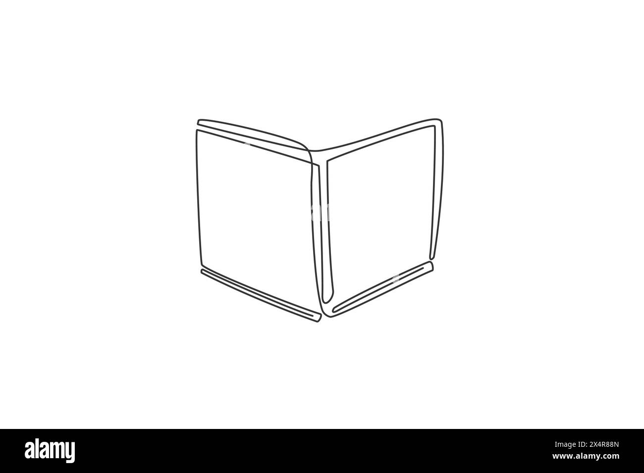 Single continuous line drawing of open textbook for publishing company ...