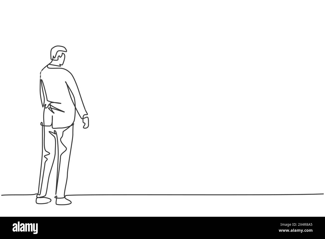 Single continuous line drawing of young businessman looking goal target ...