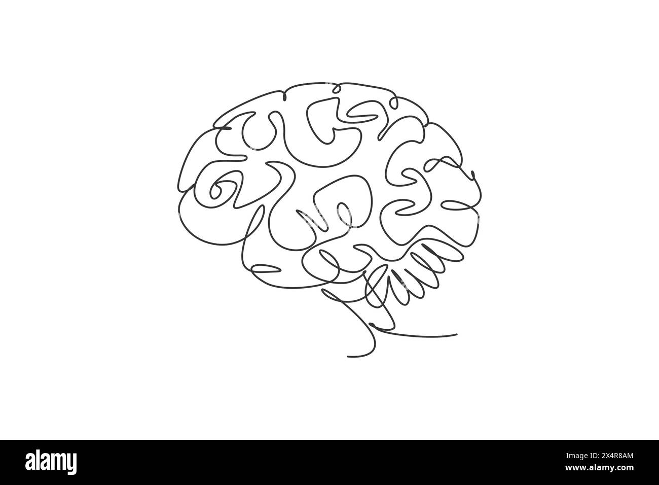 One single line drawing of smart human brain from side view logo ...