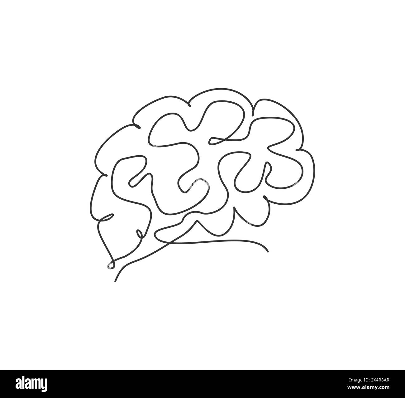 One single line drawing of brain from side view for memory supplement ...