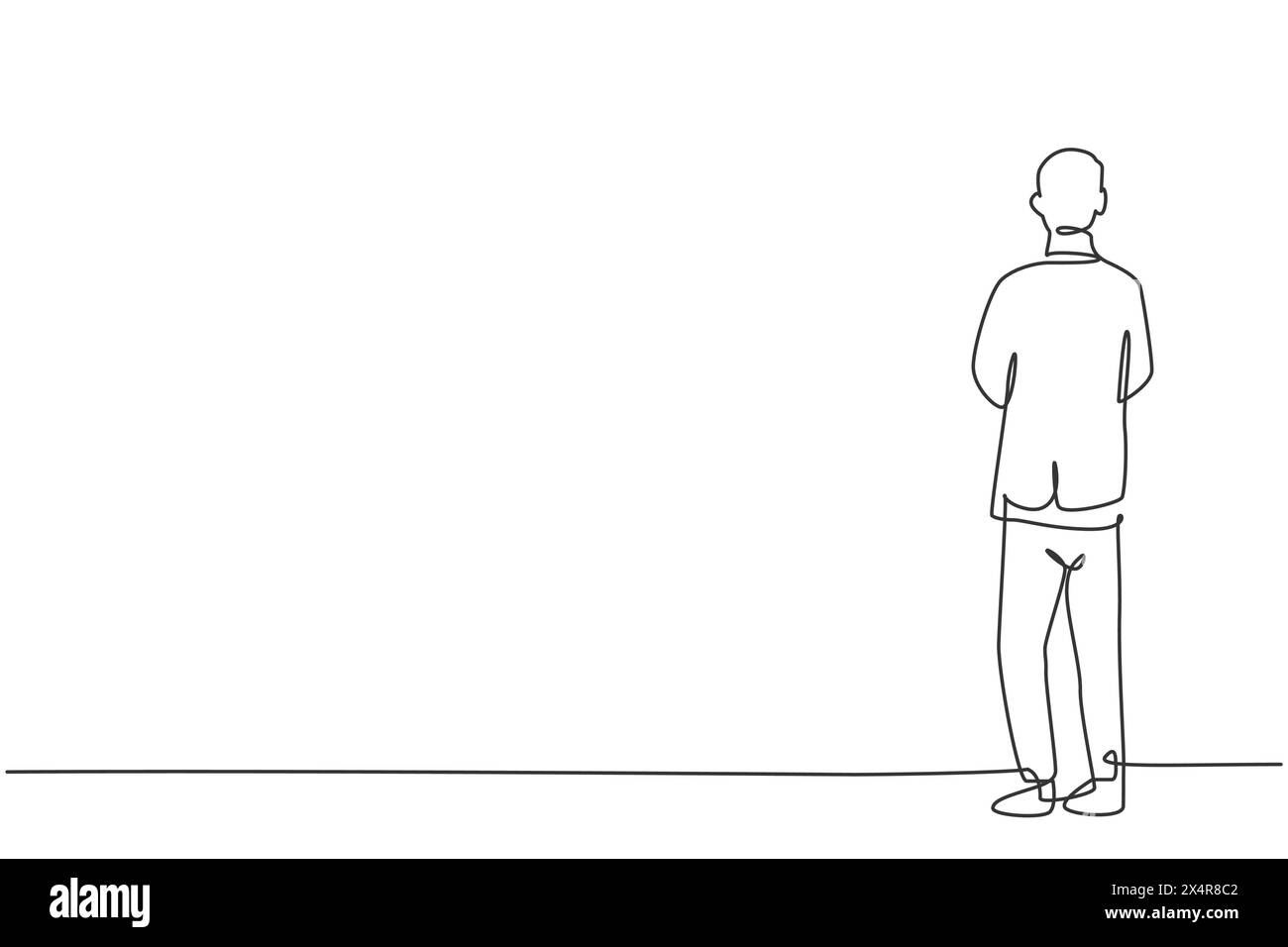 Single one line drawing of young smart business man standing back from ...