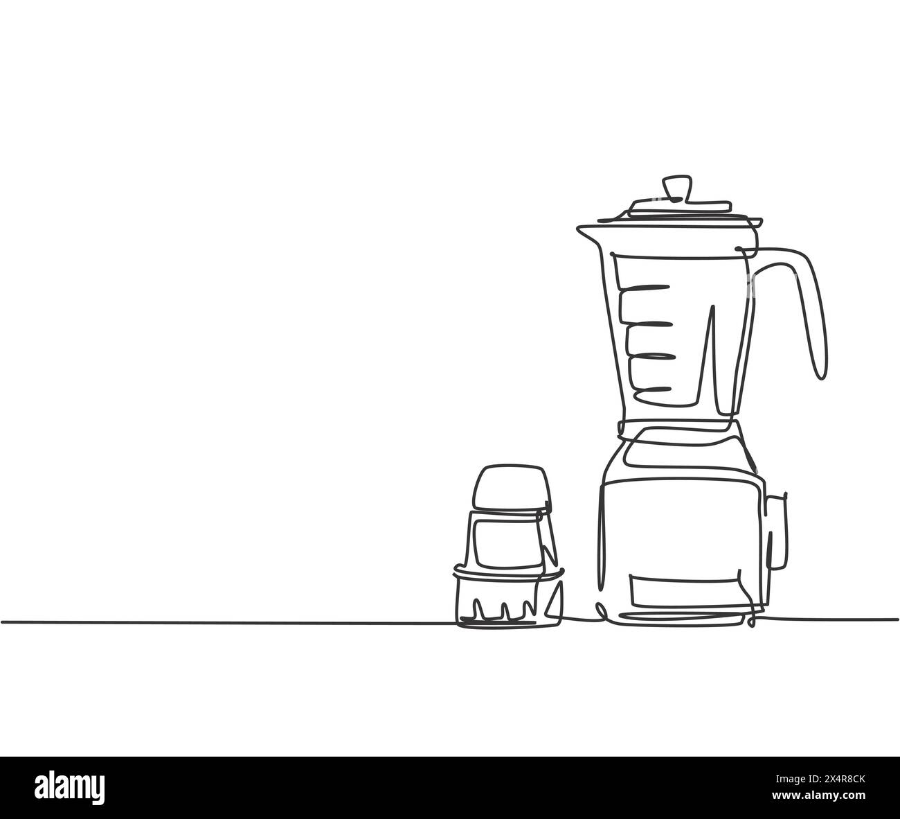 Single continuous line drawing of food blender household utensil ...
