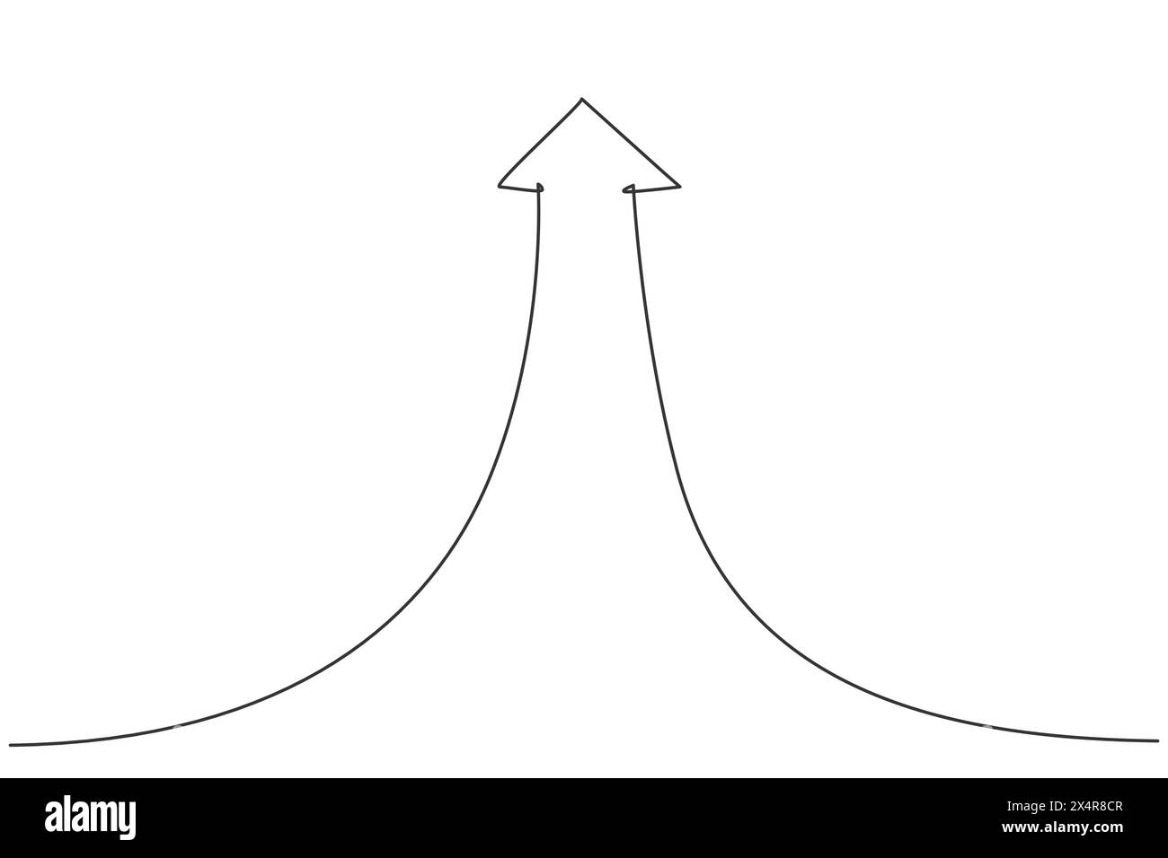 Single continuous line drawing of success rising up arrow sign logo ...