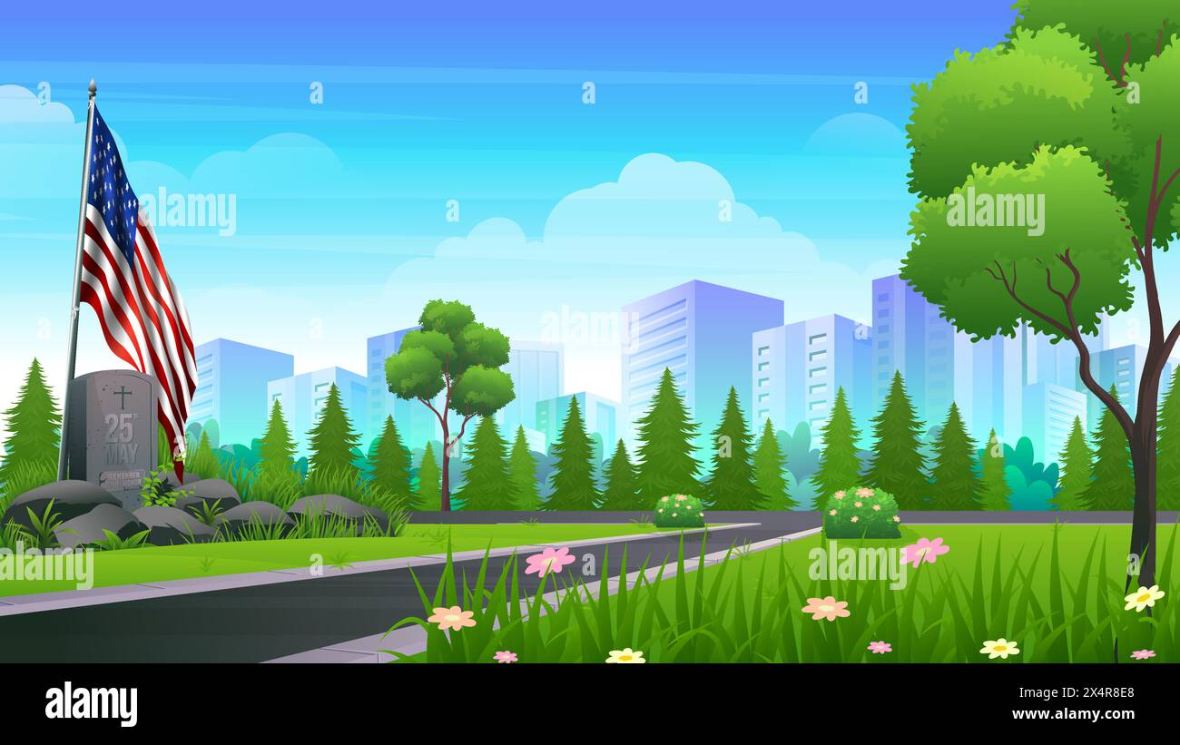 Us flag in landscape Stock Vector Images - Alamy