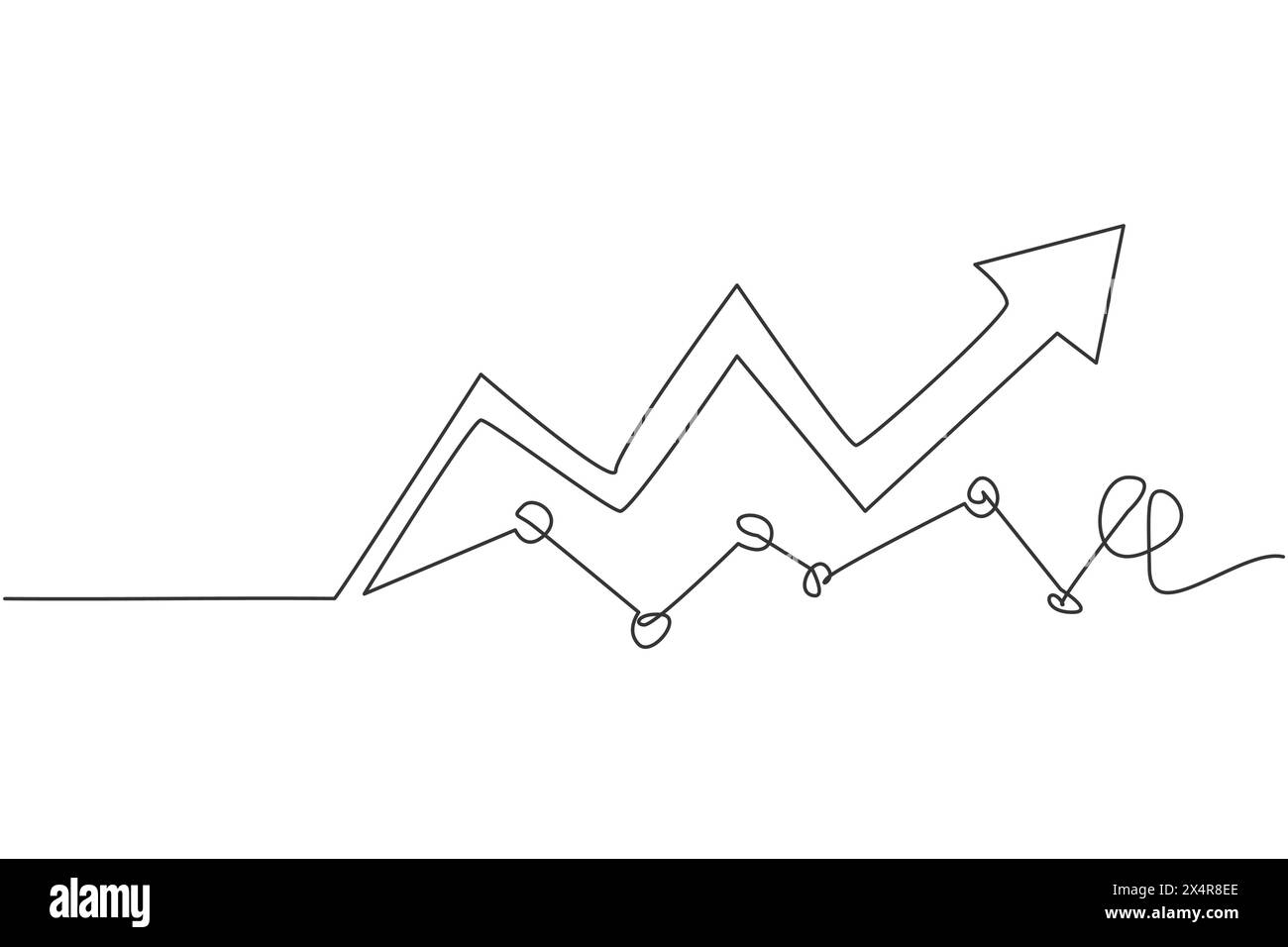 Single one line drawing of increasing profit business graph data ...