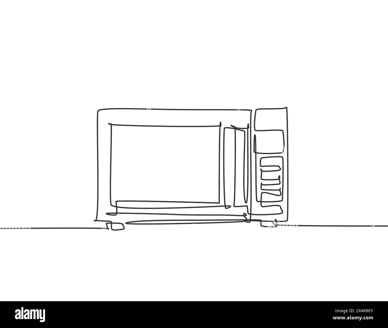 One continuous line drawing of stove microwave oven electric home ...