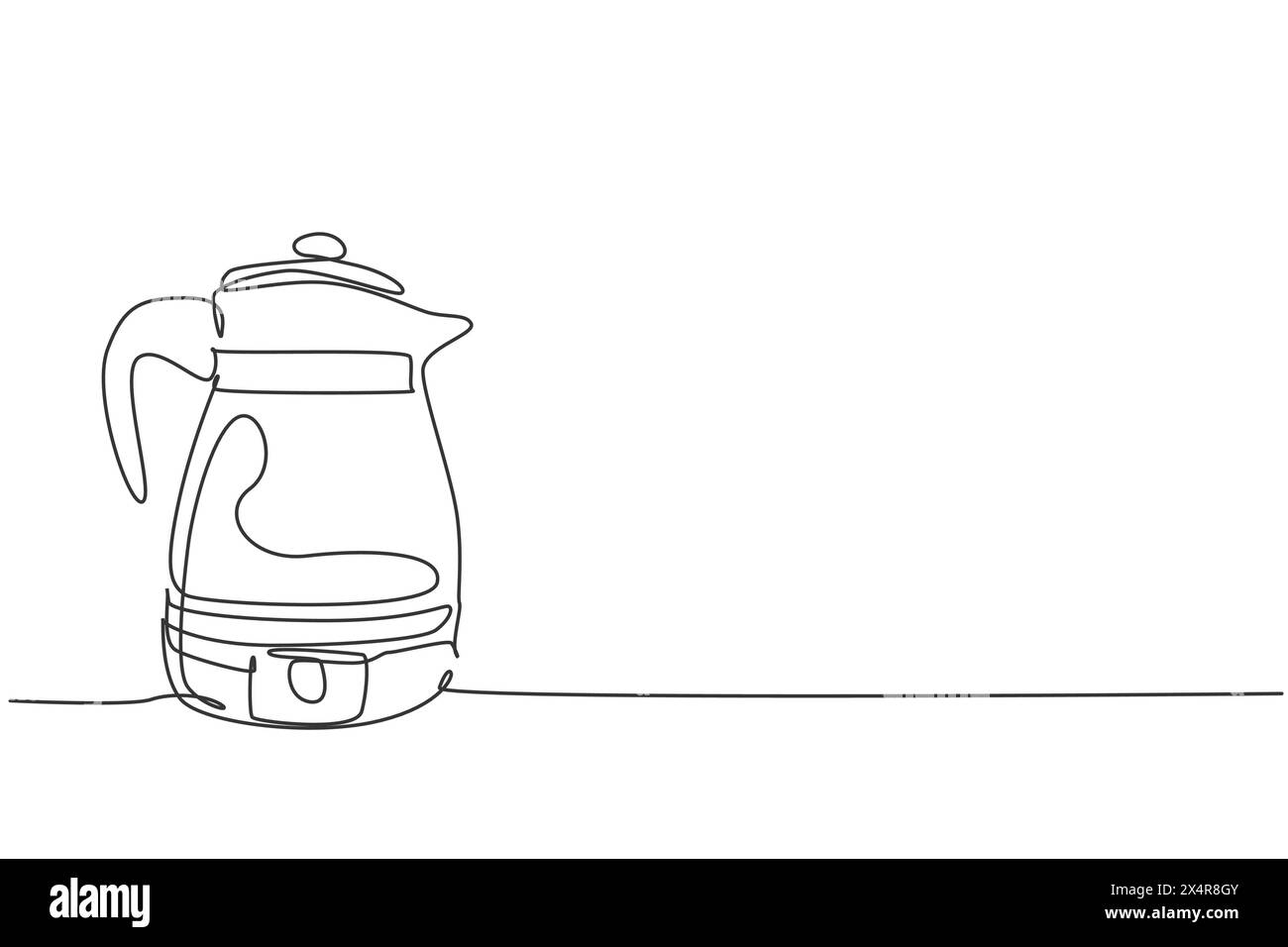 One single line drawing of stainless steel kettle teapot home appliance ...