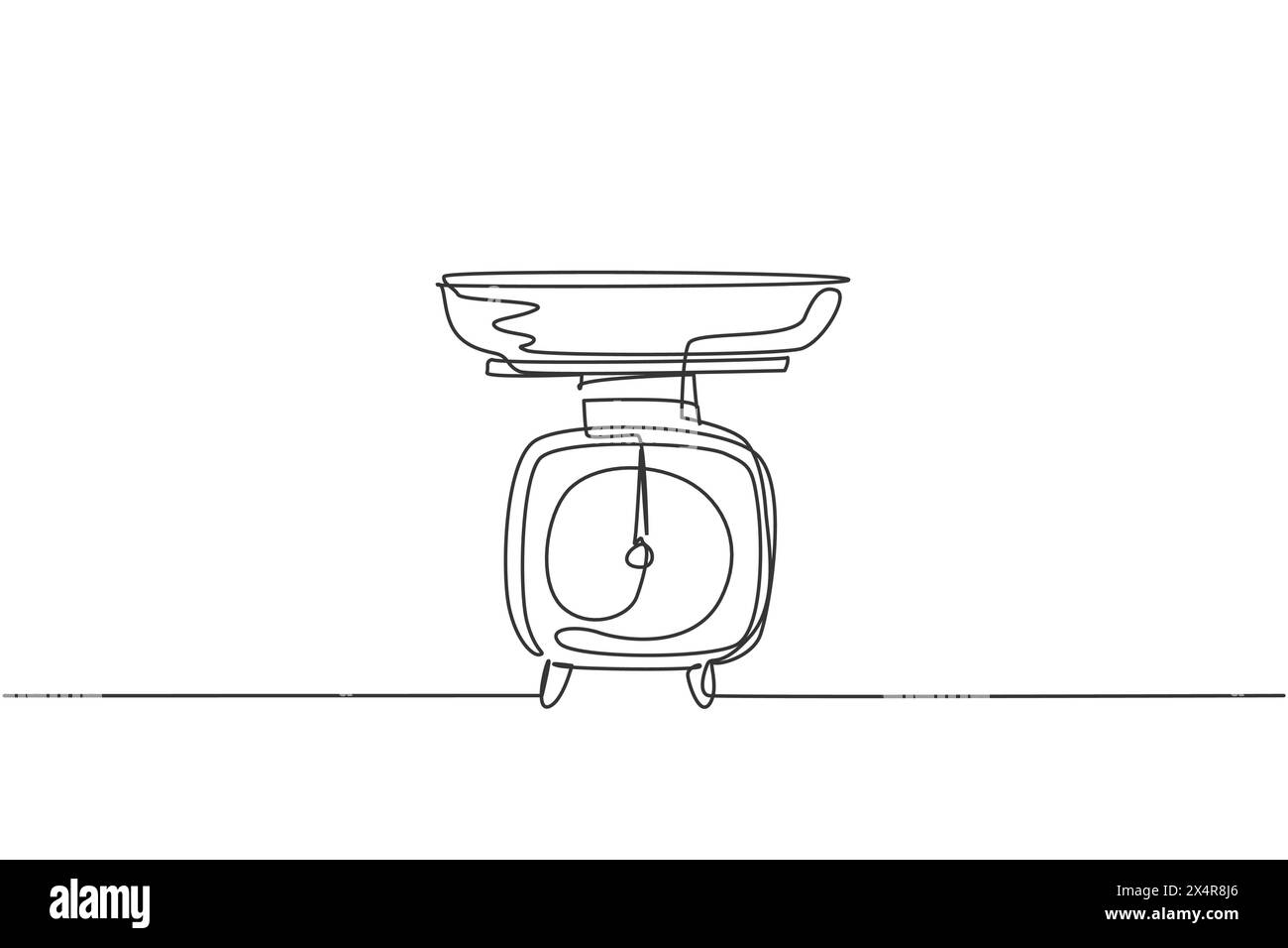 Single continuous line drawing of classic kitchen scale for scaling ...
