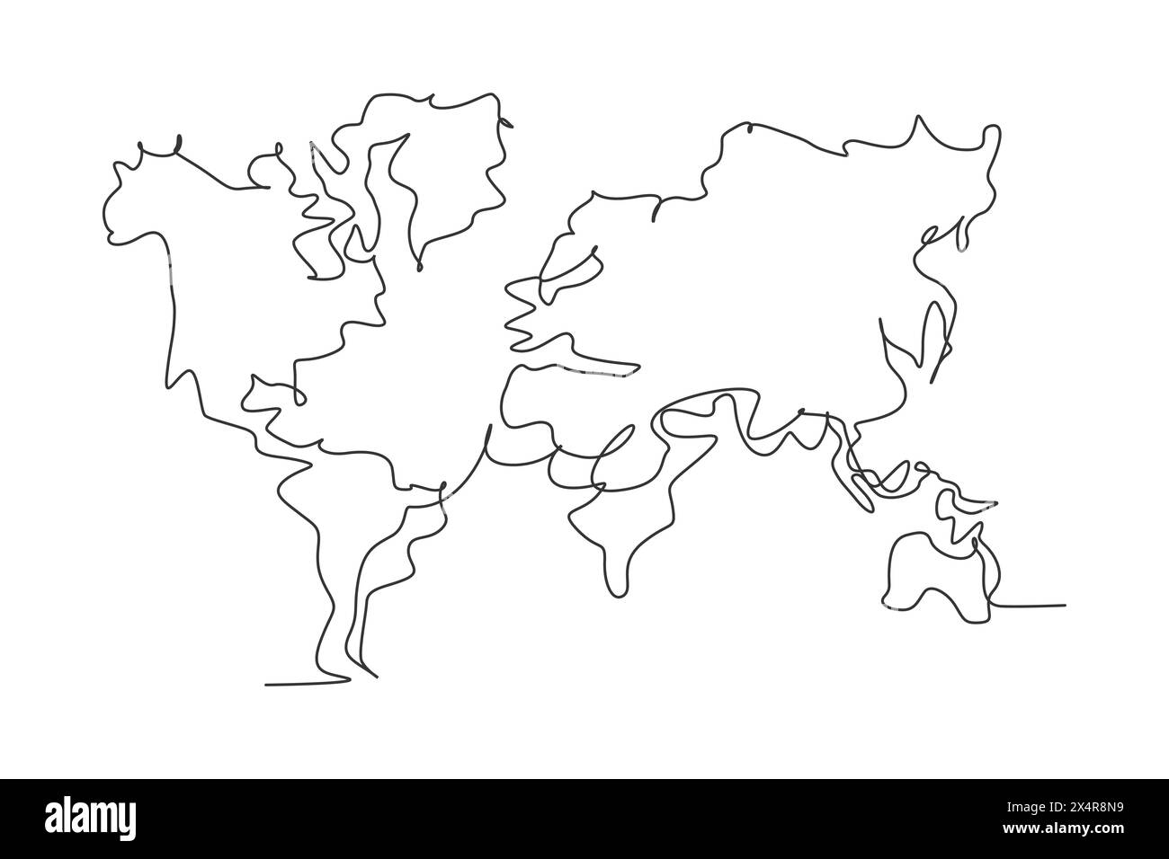 World atlas. Continuous one line drawing of world map minimalist vector ...