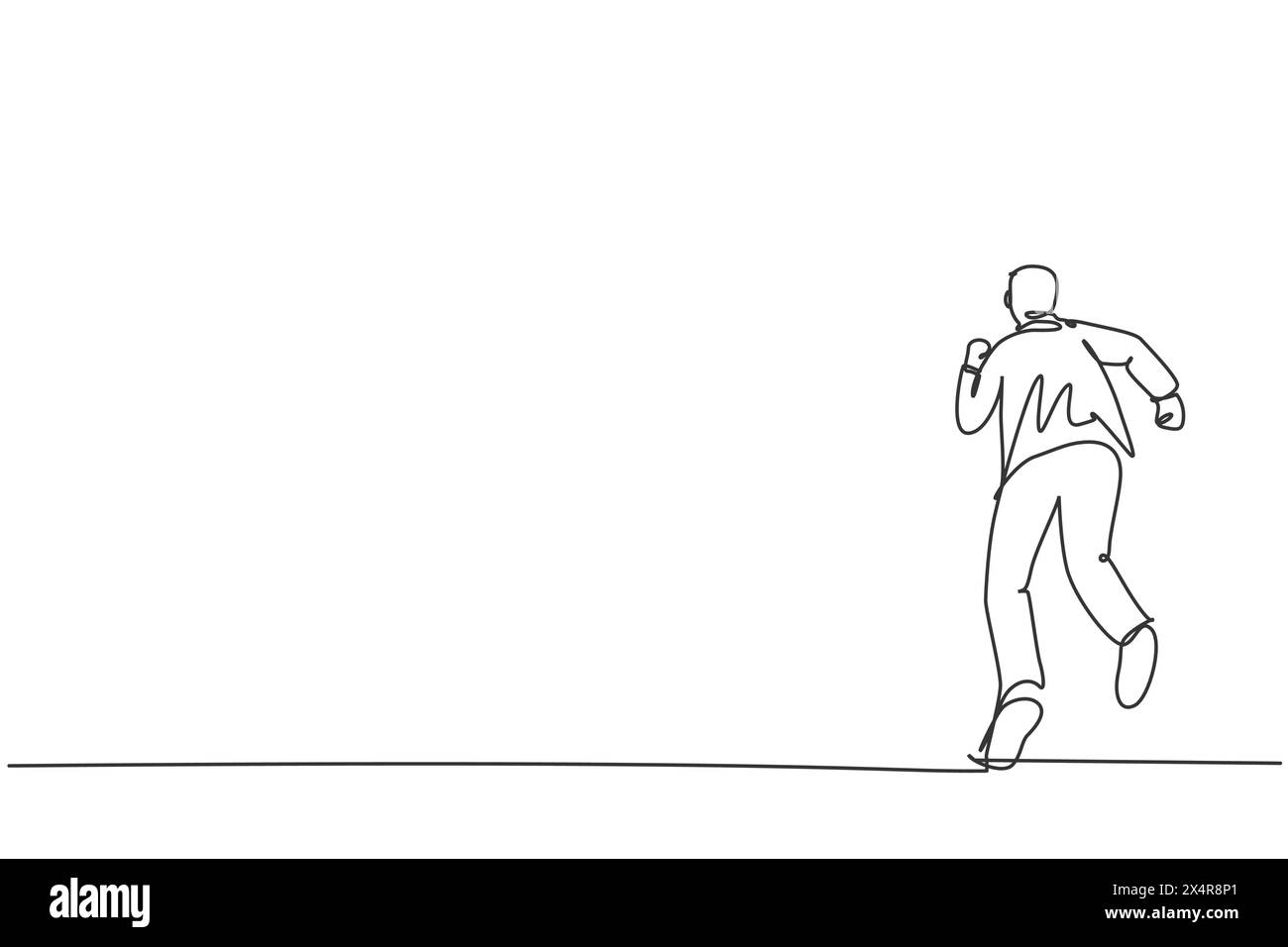 Continuous one line drawing of young business man running fast to chase ...