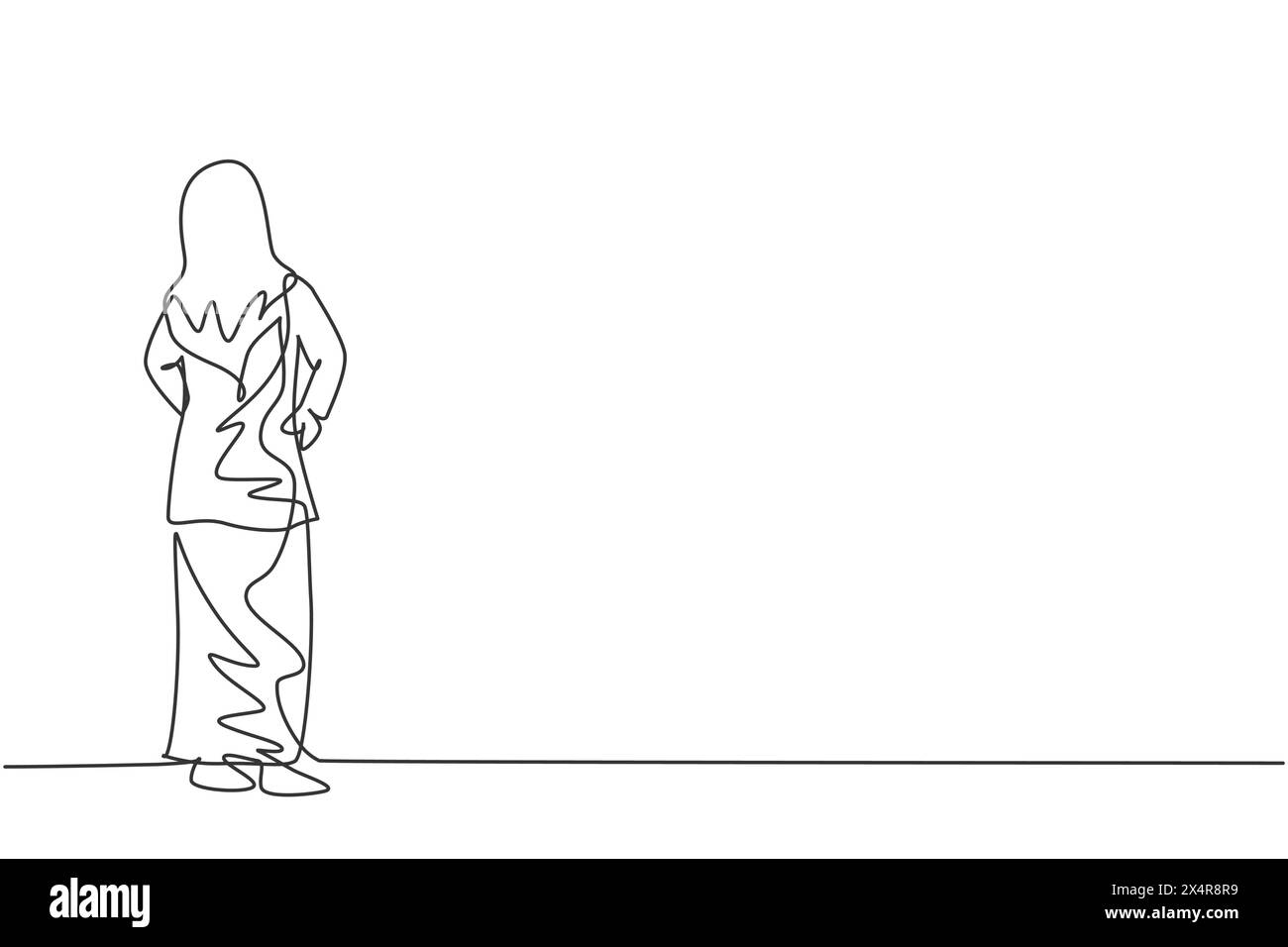 Single continuous line drawing of young beauty Arabian female manager ...