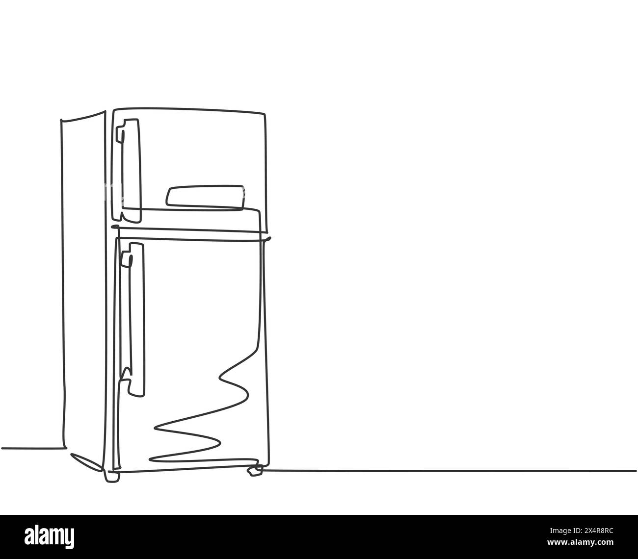 One single line drawing of luxury two door refrigerator home appliance ...