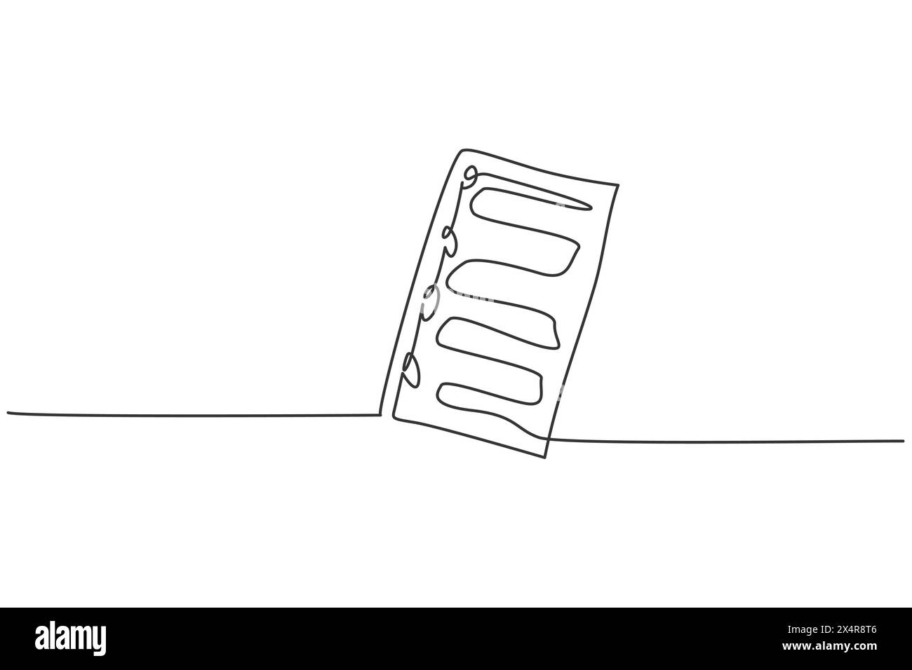 Single continuous line drawing of sheet of paper with handwritten ...