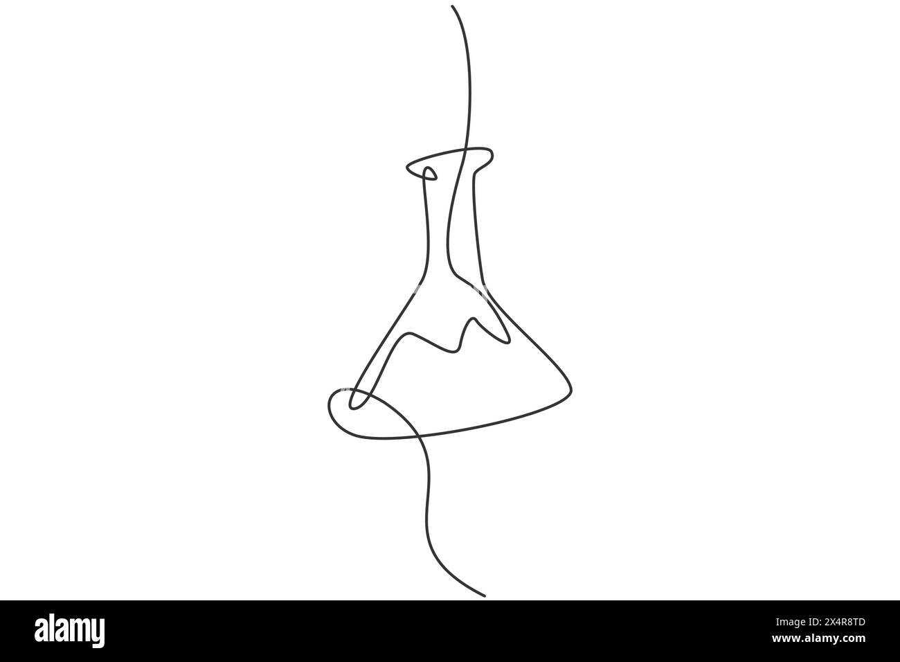 Single continuous line drawing of flask glass for experiment liquid on ...
