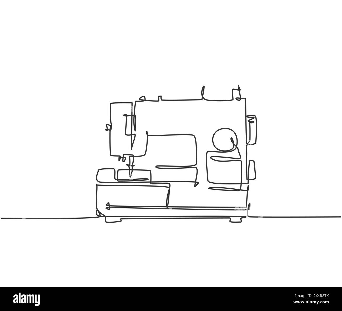 One single line drawing of classic sewing machine home appliance for ...