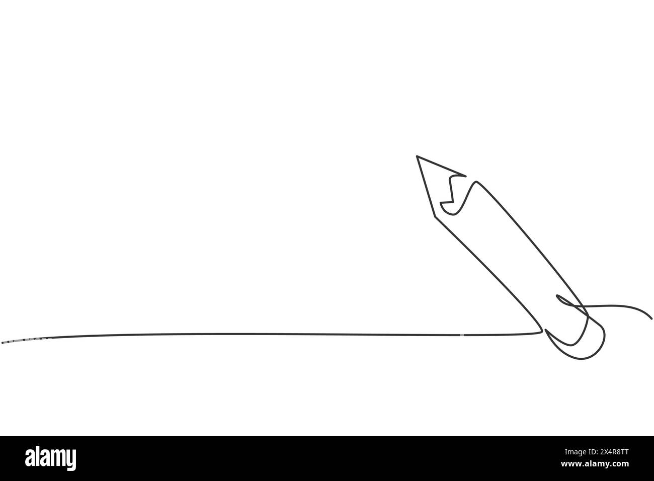 Single continuous line drawing of wooden pencil. Writing tool. Back to ...