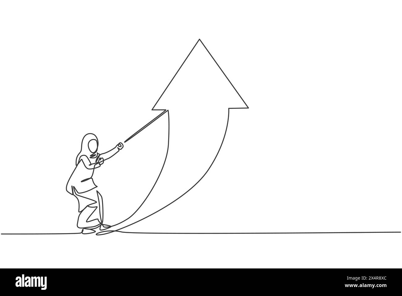 Single one line drawing of young smart Arab business woman pulling ...