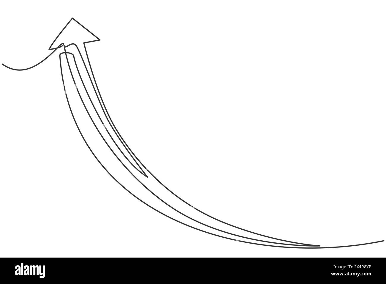 Single continuous line drawing of rising up arrow symbol. Above pointer ...