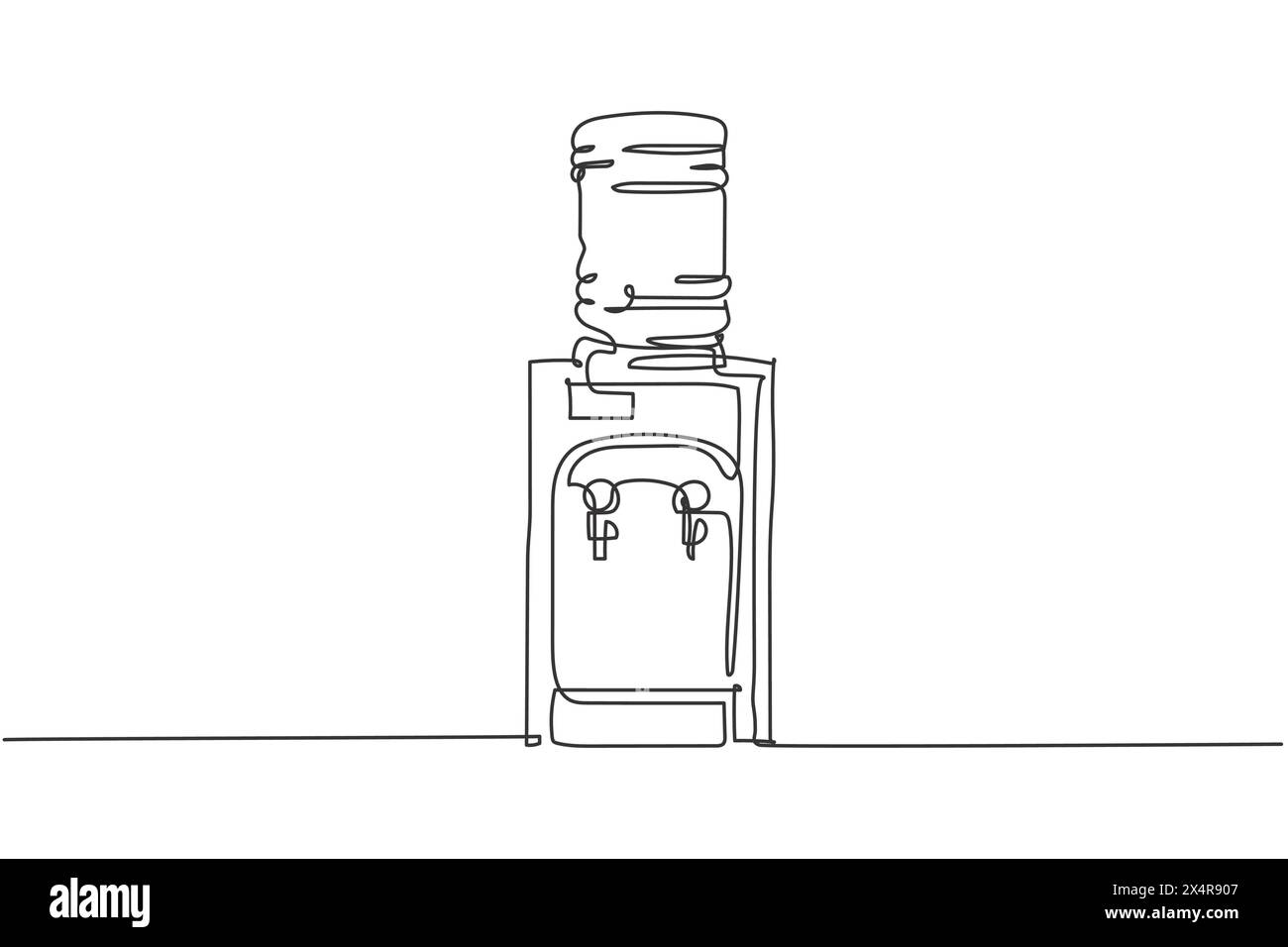 Single continuous line drawing of water dispenser with plastic gallon ...