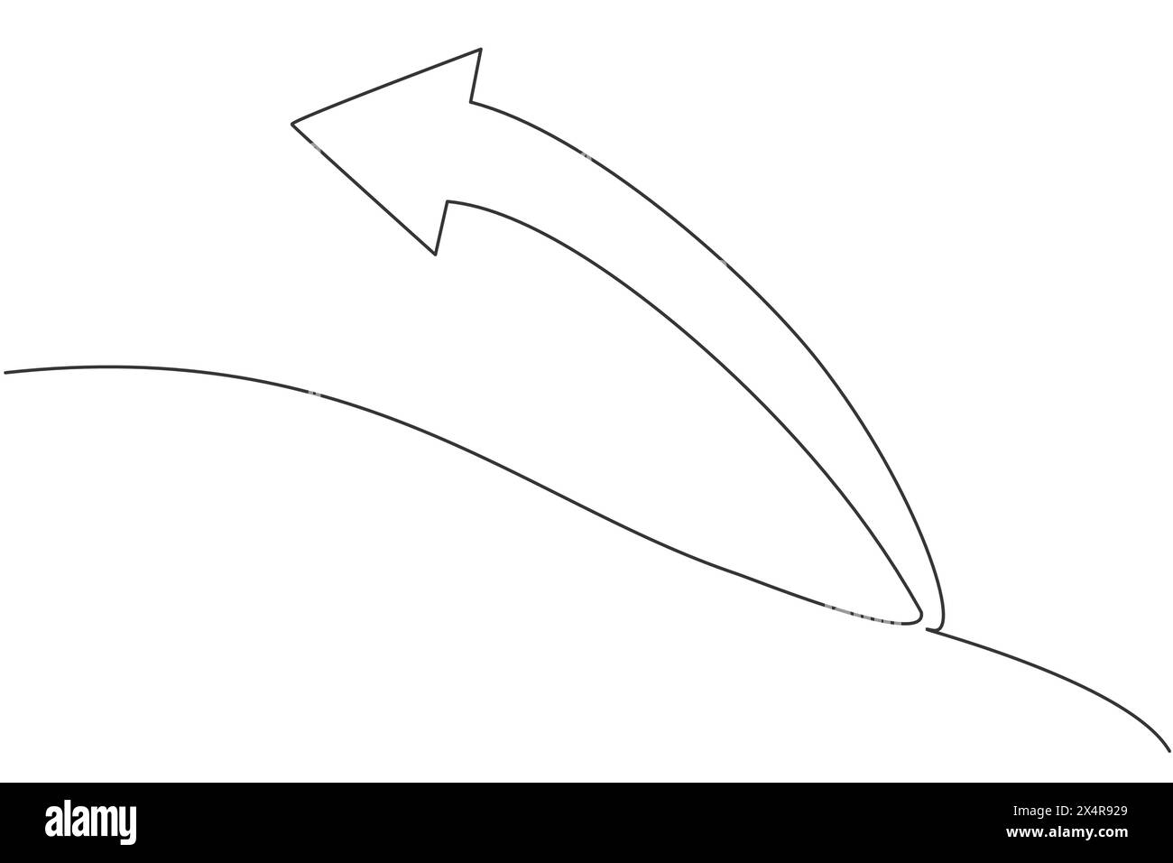 Single continuous line drawing of backward direction arrow shape symbol ...