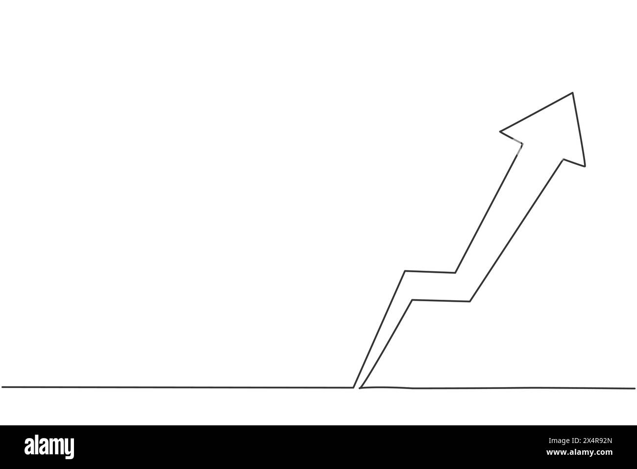 Single continuous line drawing of increasing up arrow symbol. Business ...