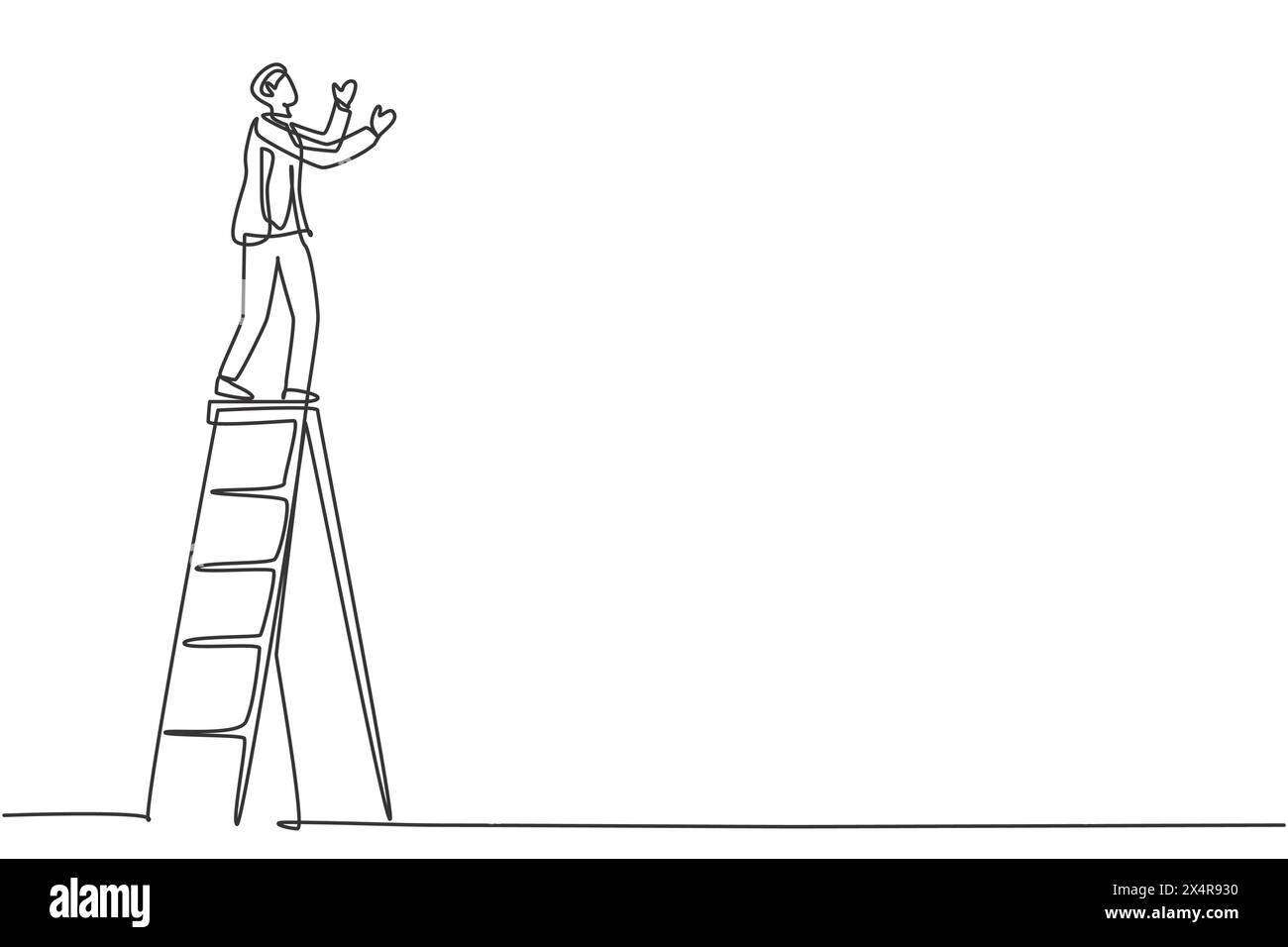 Single one line drawing of young smart male repairman standing steady ...