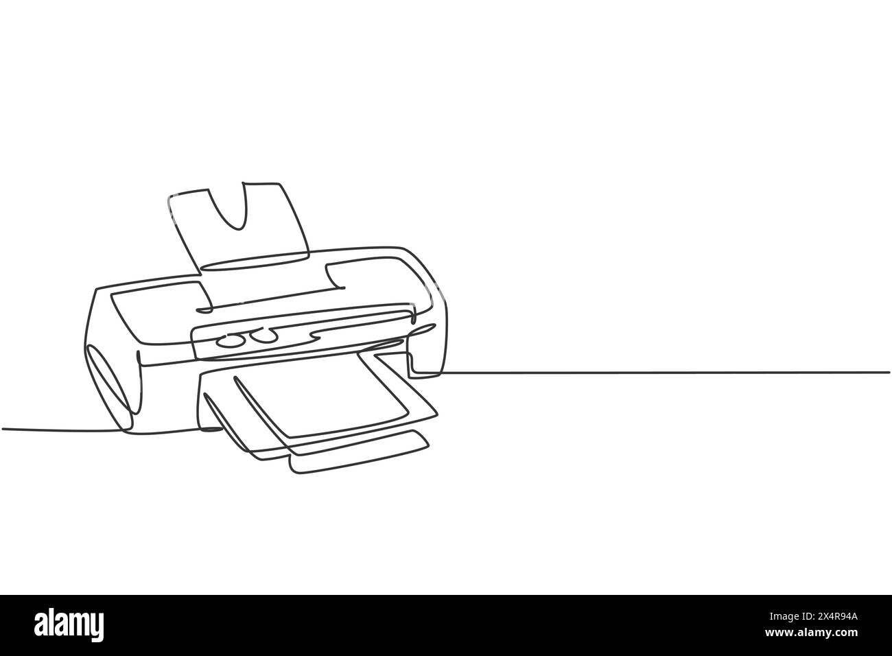 One single line drawing of digital printer for company business ...