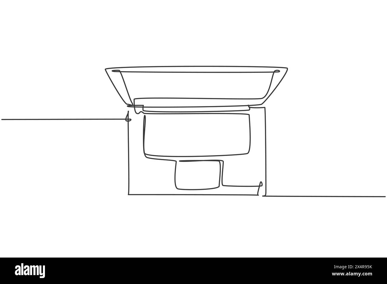 One continuous line drawing of laptop computer from top view for office ...