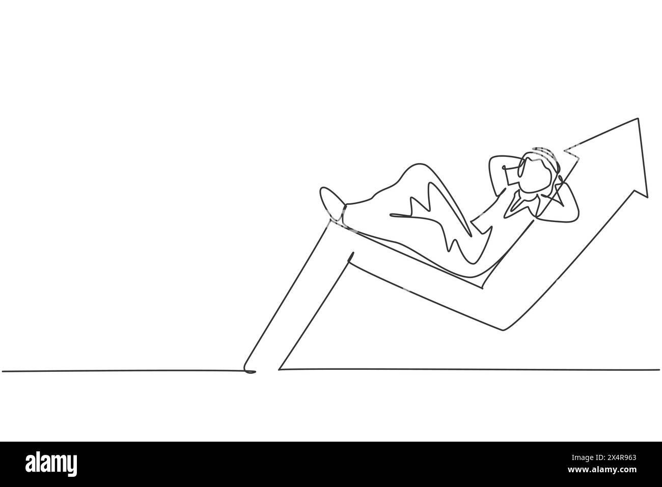 Single one line drawing of young attractive Arabic male investor ...