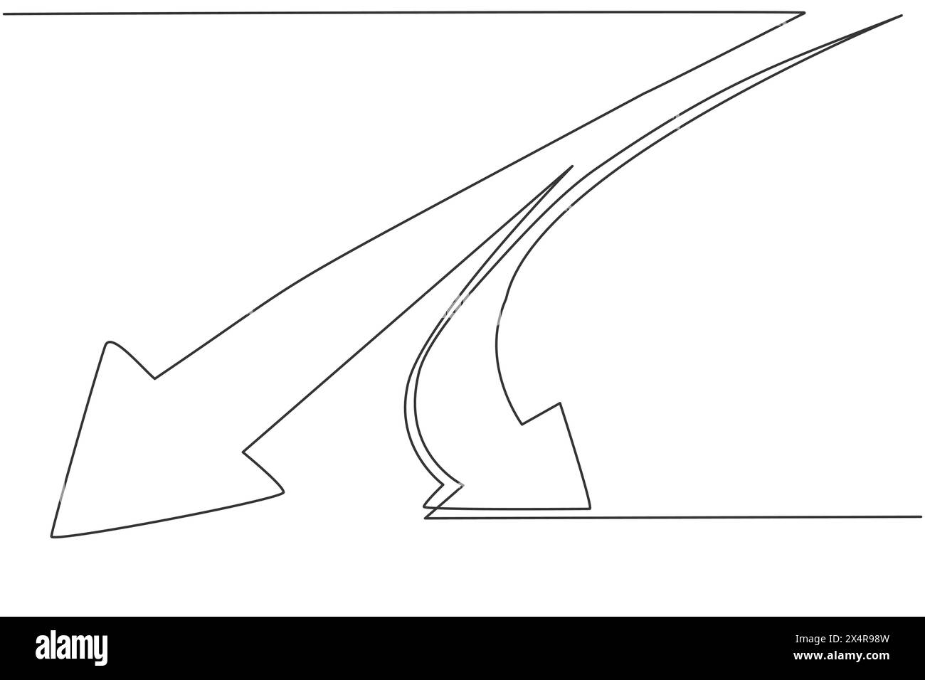 Continuous one line drawing of branch path wat with arrow symbol. Way ...