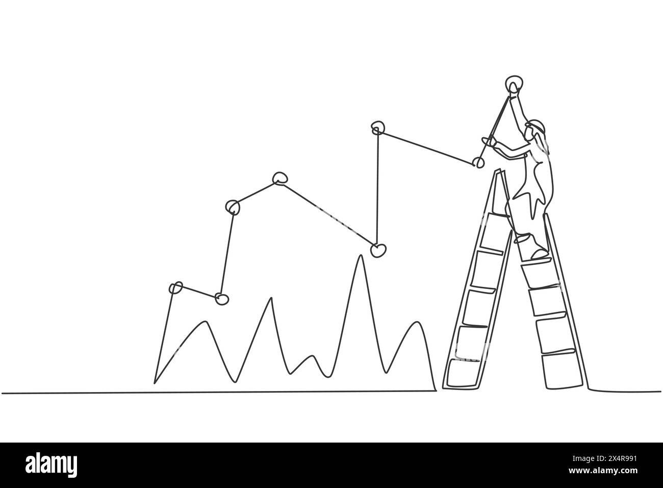 Single continuous line drawing of young Arabian businessman reporting ...