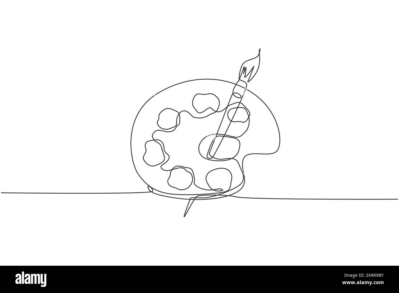 Continuous one line drawing paintbrush with watercolor palette. Back to ...