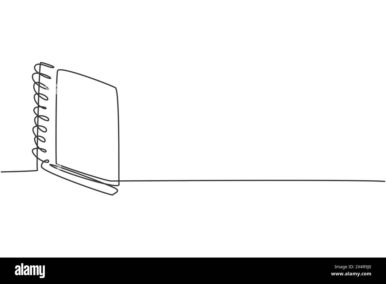 Single continuous line drawing of closed notepad book. Back to school ...