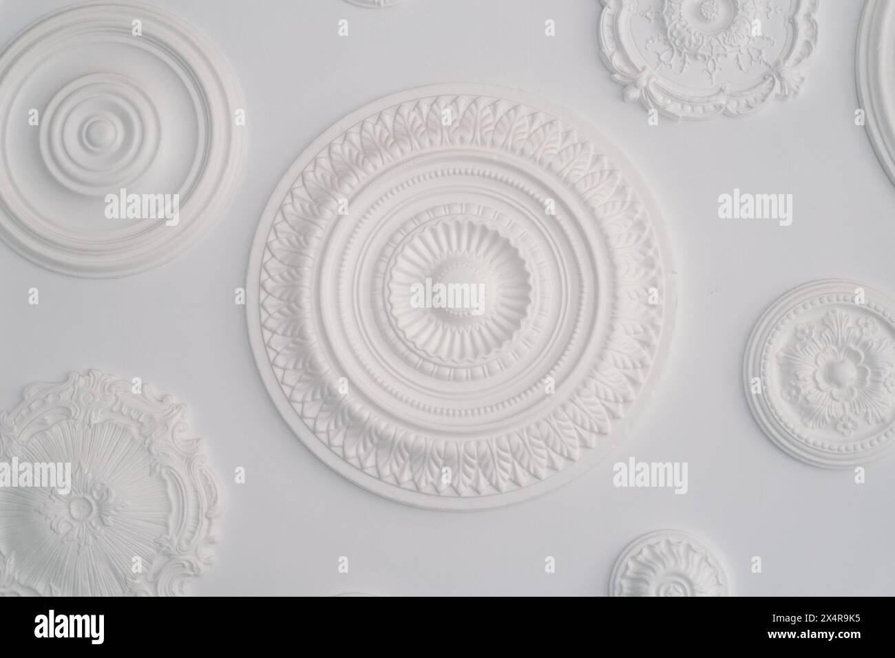 Abstract White Circular Bas-Relief Sculptures on a Clean Background ...