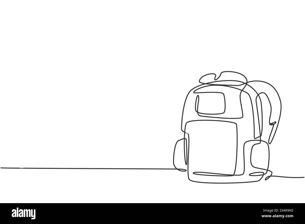 Single one line drawing of backpack for kindergarten student. Trendy ...