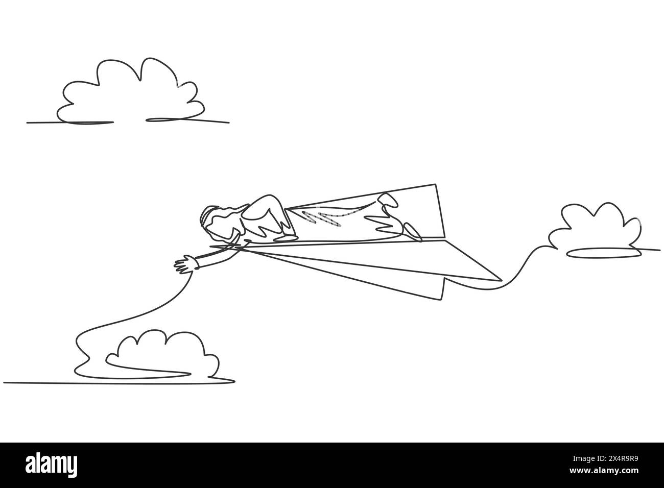 Single continuous line drawing of young Arabian business man lay down ...
