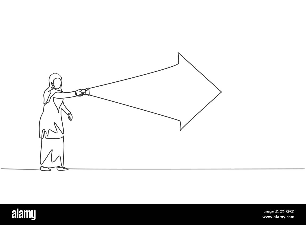 Single one line drawing young Arabian businesswoman light the way with ...