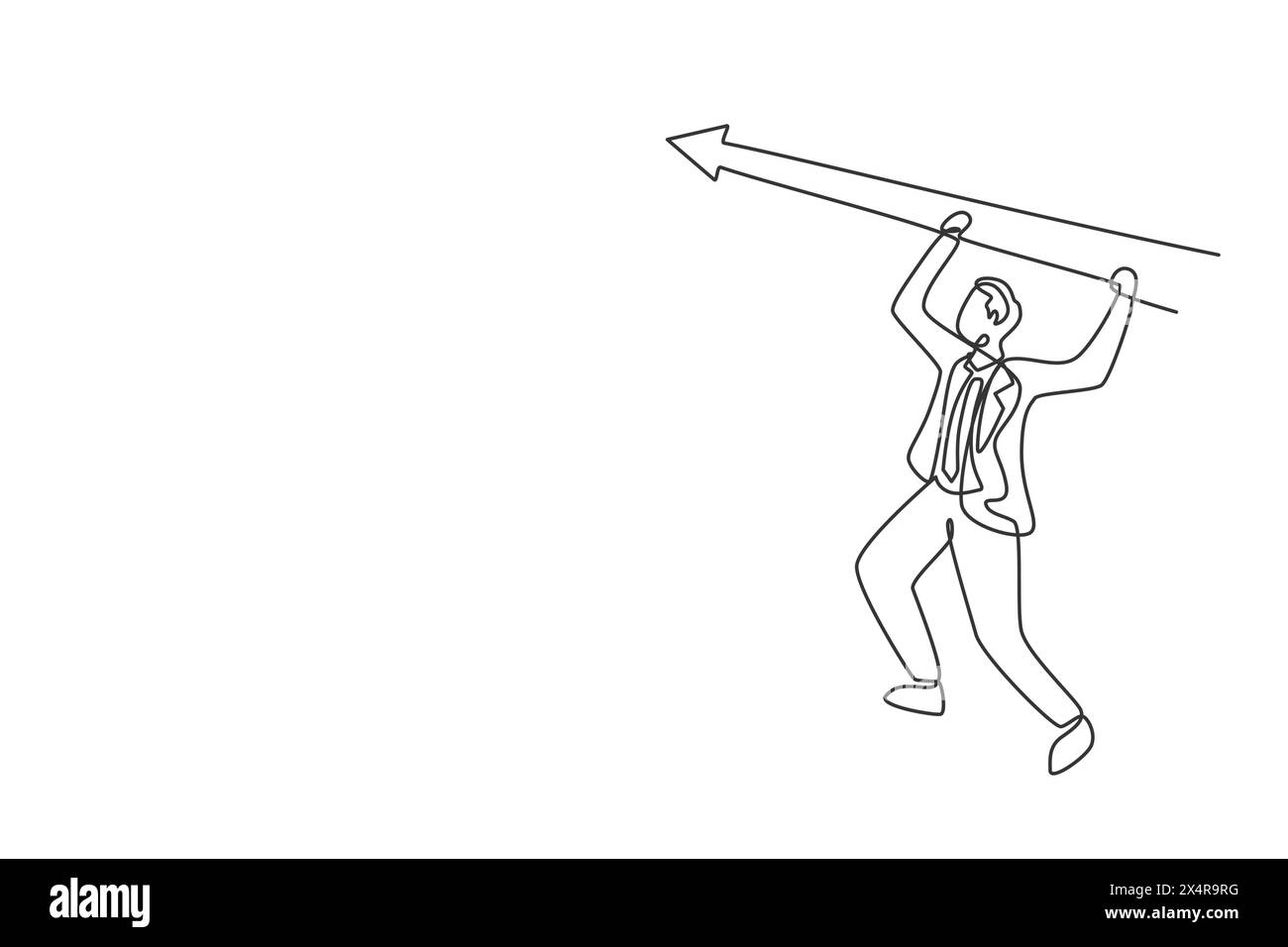 Single continuous line drawing of young business man hanging on up ...