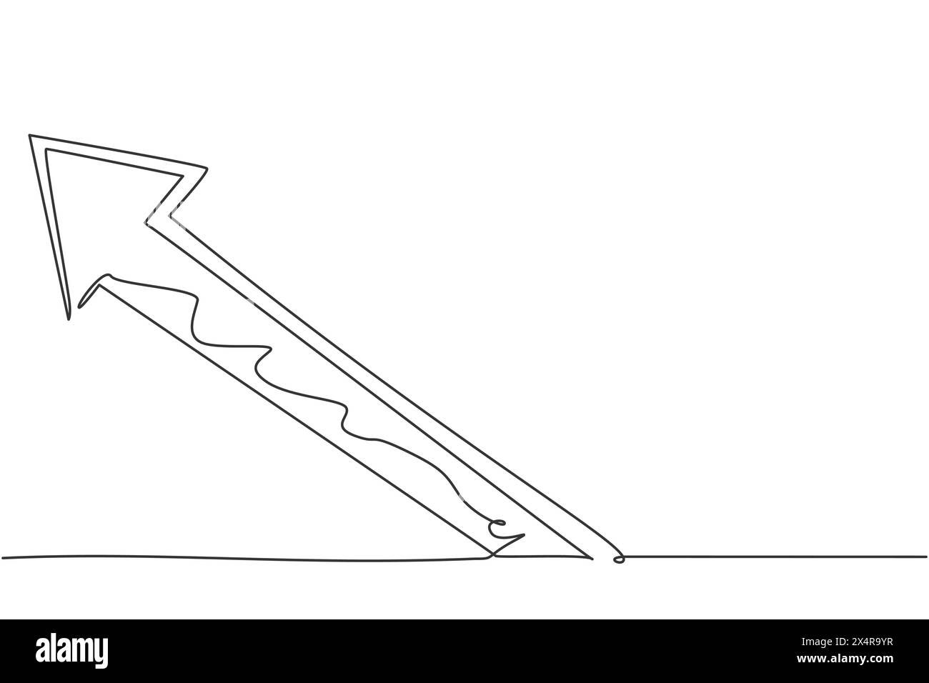 Single continuous line drawing of rising arrow up sign symbol. Business ...
