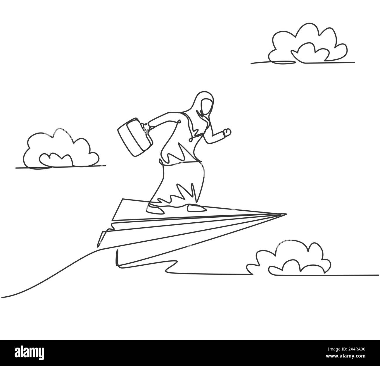 Single one line drawing of young Arab business woman ready to run on ...