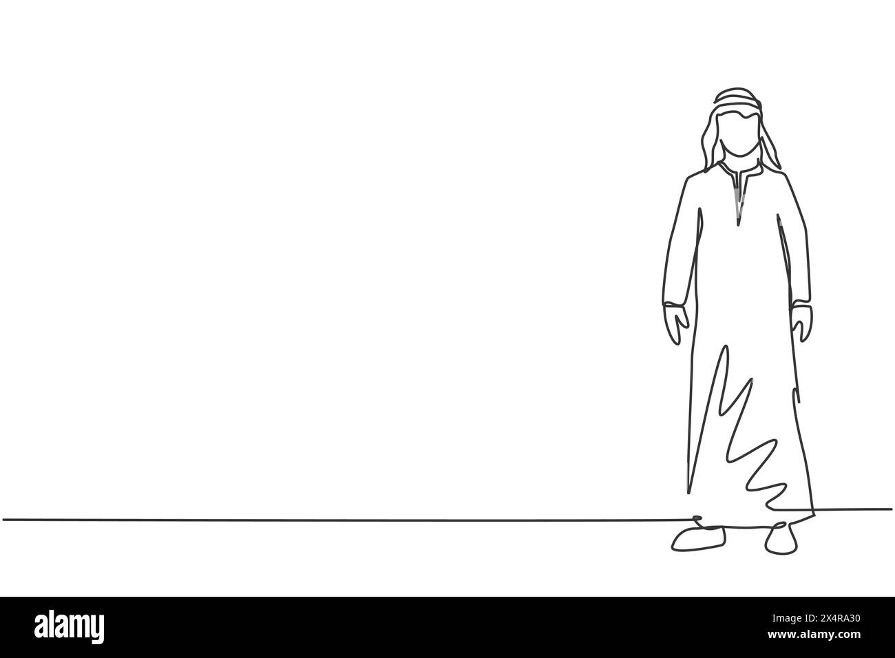 Single continuous line drawing of young Arabian businessman pose ...