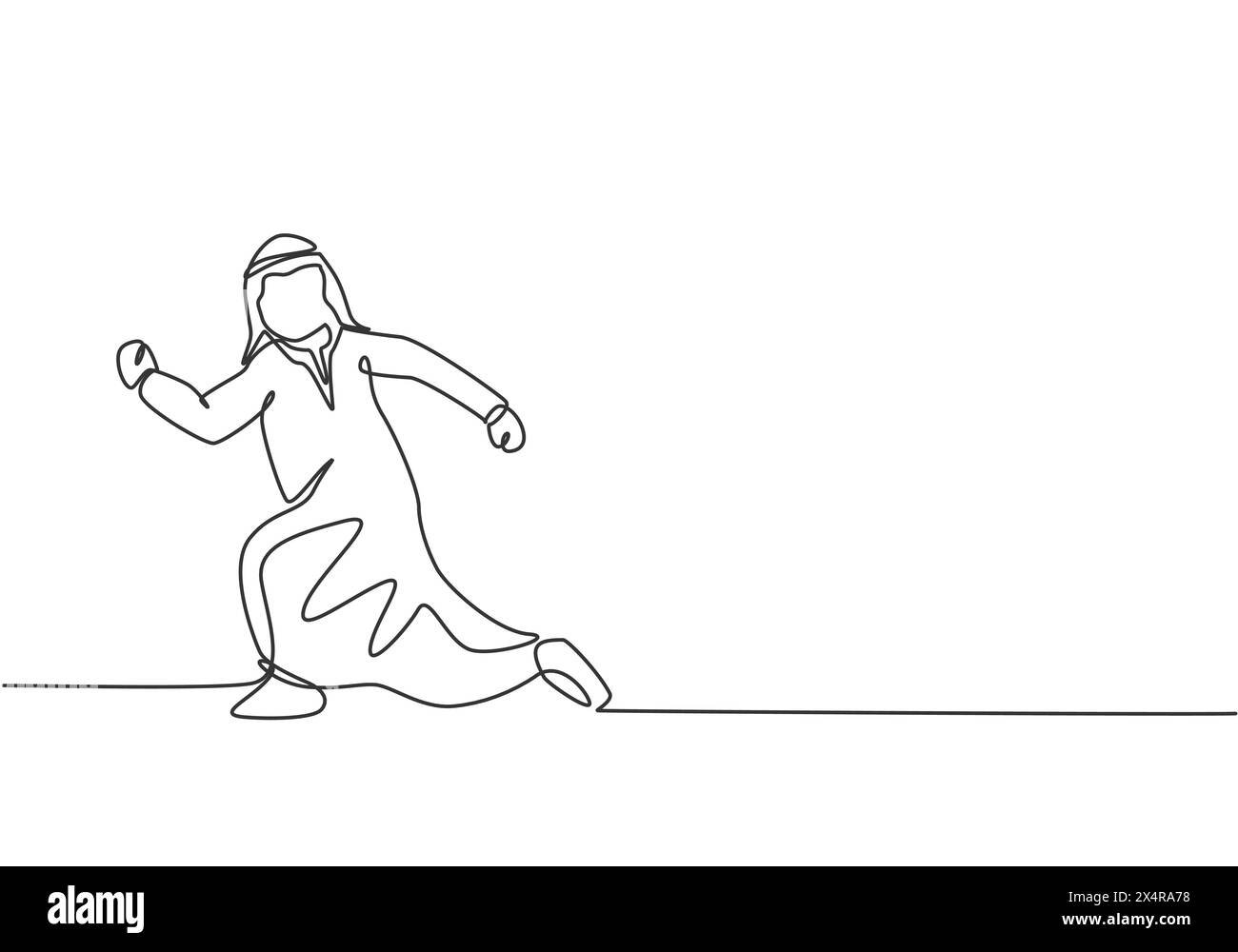 Single one line drawing of young Arabian business man running chased by ...