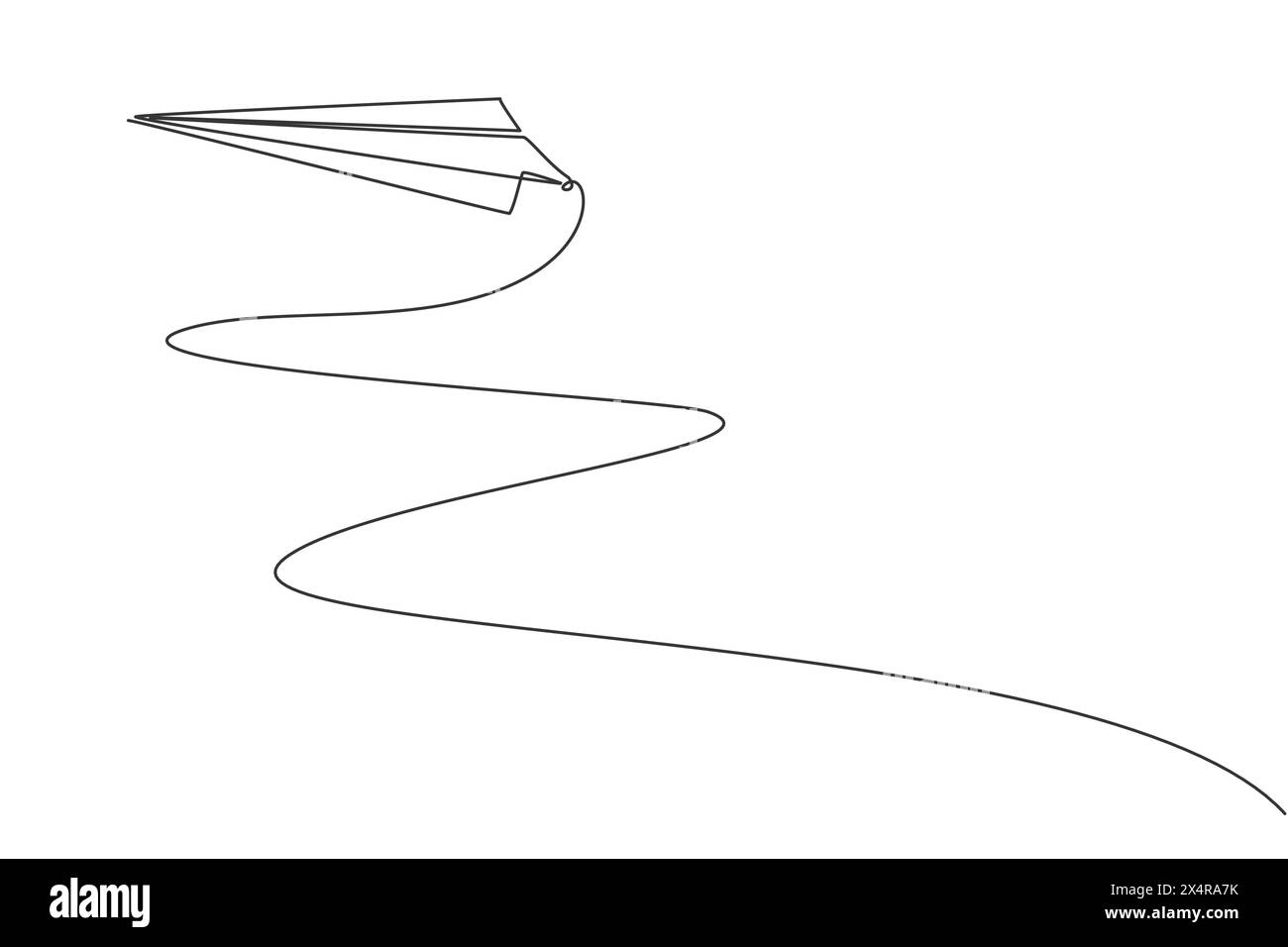 Continuous one line drawing of paper airplane flying up to the sky on ...