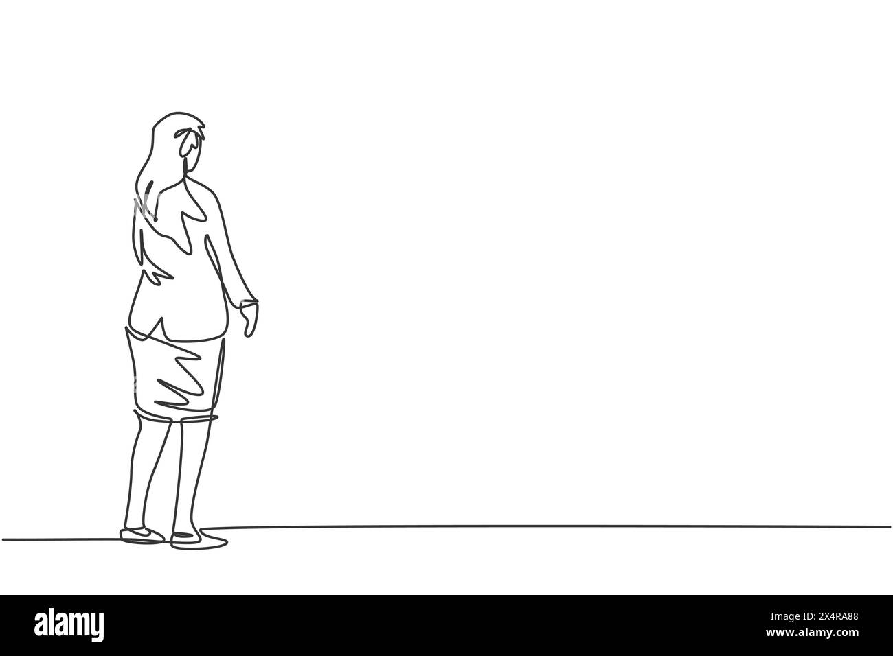 Single continuous line drawing of young beauty businesswoman pose ...