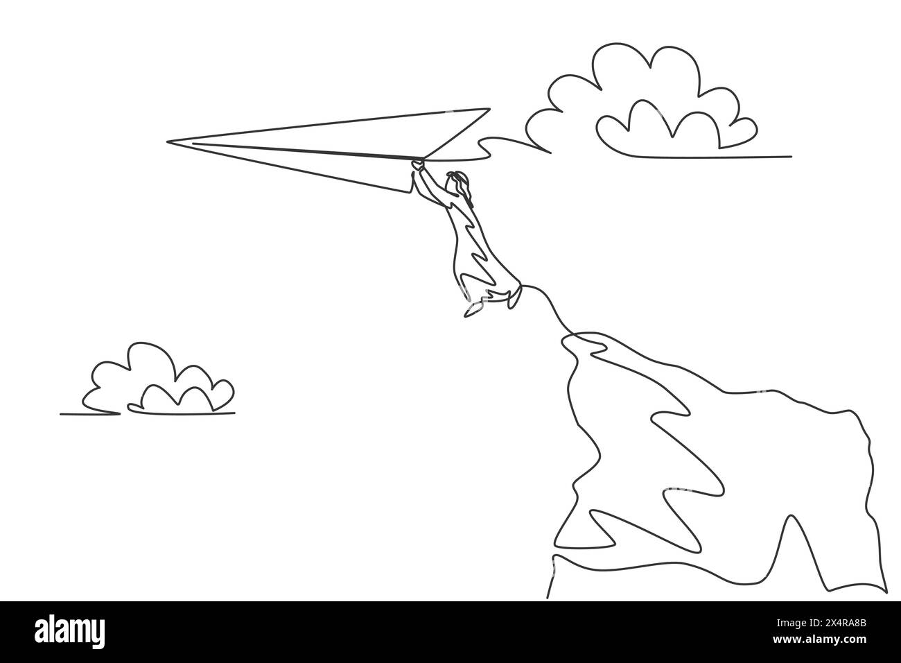 Single one line drawing of young Arabian business man jumping from ...