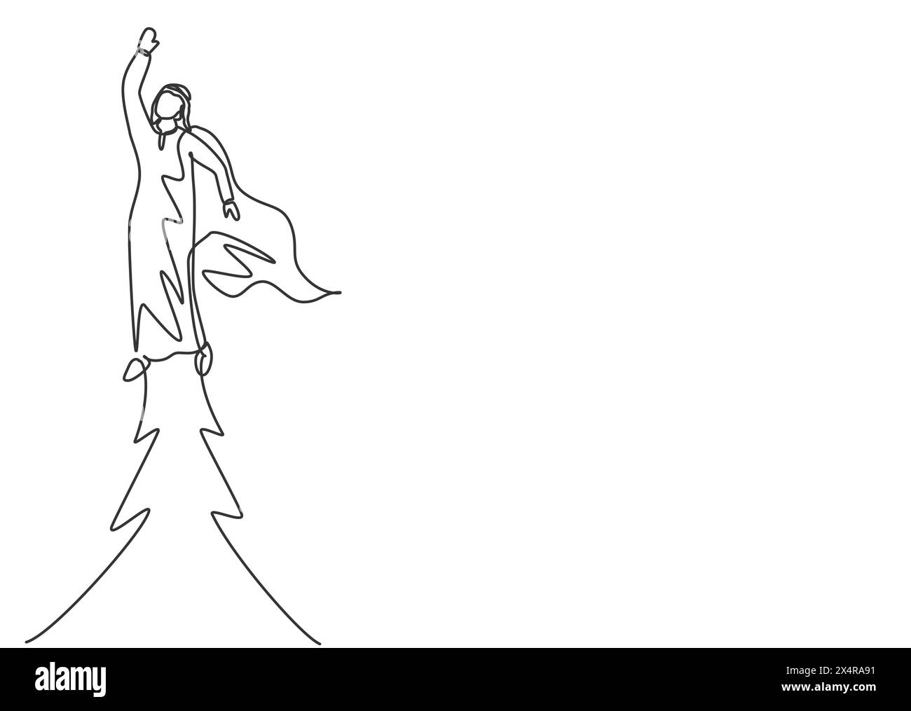 Single continuous line drawing young Arab business man flying high into ...
