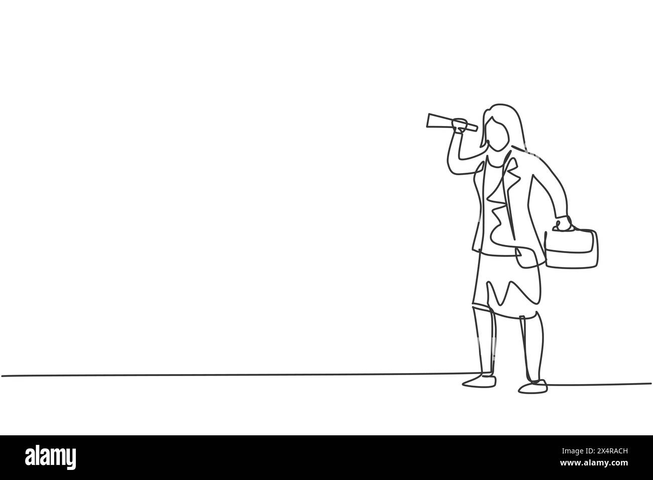 Single one line drawing of young businesswoman analyze business ...