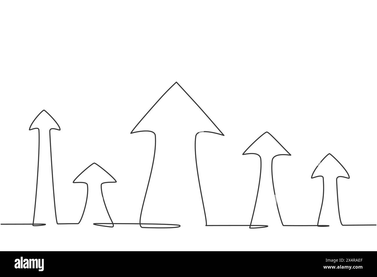 Continuous one line drawing symbol of rising up arrows icon. Successful ...