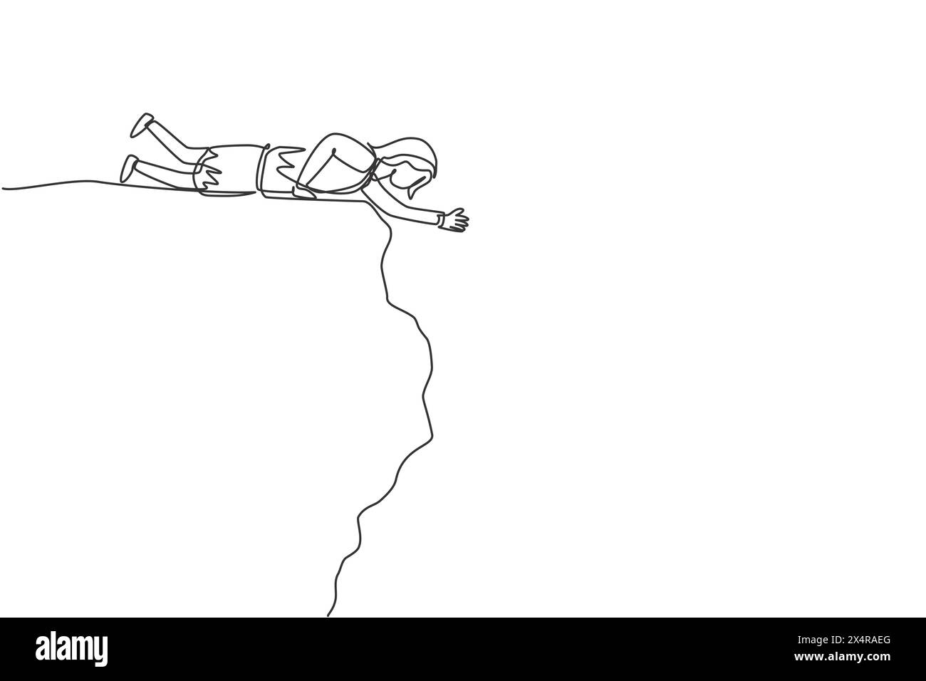 Single continuous line drawing of young business woman lay down at ...